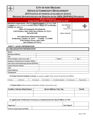 Fillable Online CITY OF NEW ORLEANSHOUSING OPPORTUNITIES FOR PERSONS ...