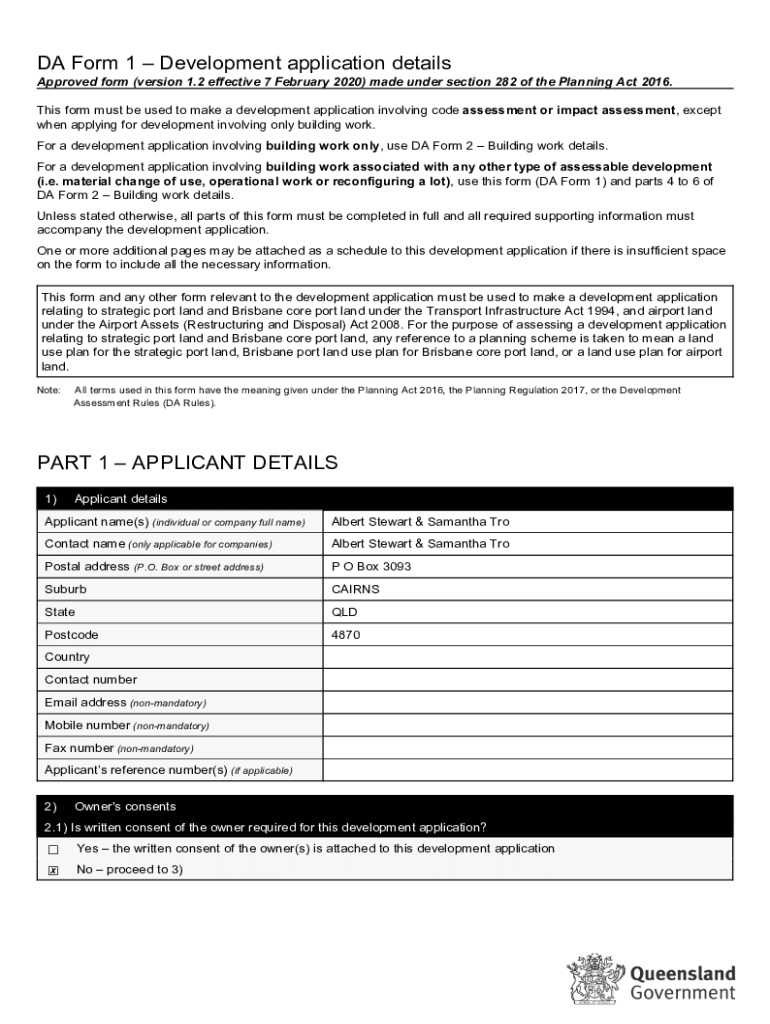 Fillable Online planning.statedevelopment.qld.gov.auplanningDevelopment ...