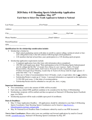Fillable Online extension.wsu.edu 4h documents2005 Daisy/4-H Shooting Sports Scholarship ...