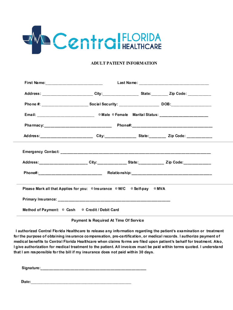 Fillable Online www.coursehero.compatient-form-adultdocpatient-form-adult.doc - ADULT PATIENT ...