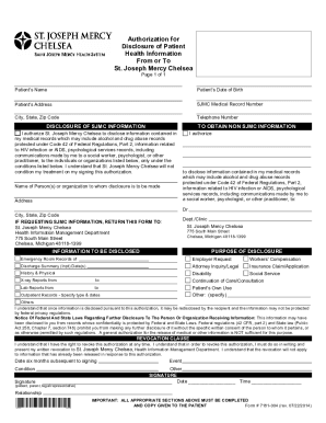 Fillable Online Authorization for Disclosure of Patient Health Information - St. Joseph Mercy ...