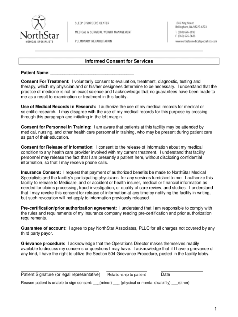 Fillable Online PATIENT INFORMED CONSENT AND - Agency for Healthcare ...