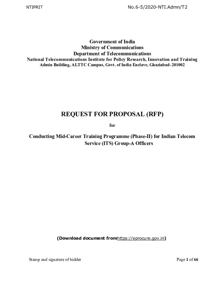 Fillable Online dot gov REQUEST FOR PROPOSAL (RFP) - Department of ...