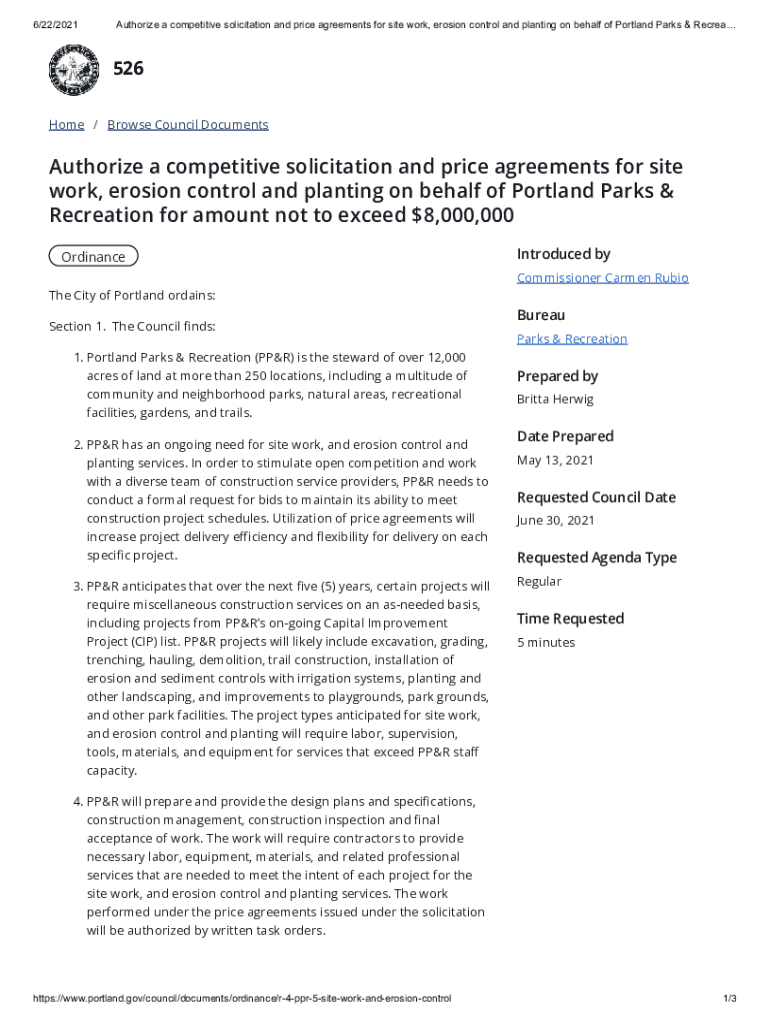 Fillable Online Authorize a competitive solicitation and price agreements for site ... Fax Email ...