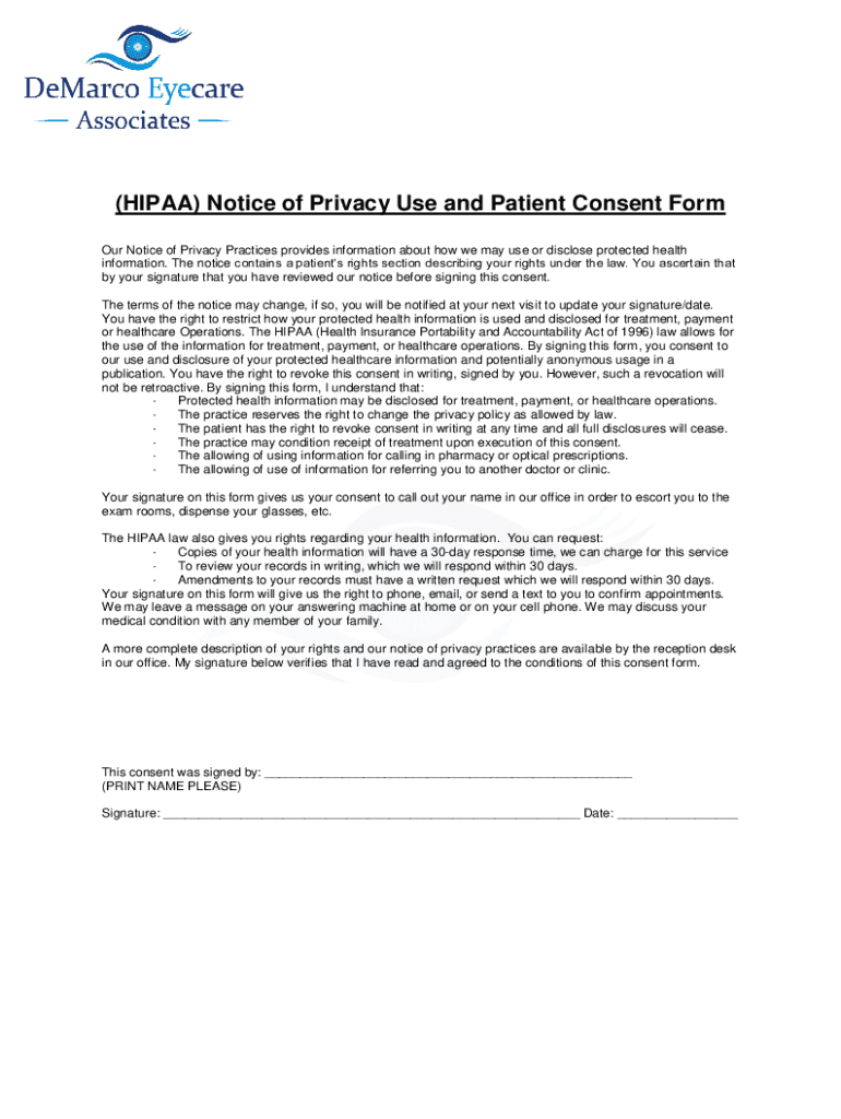 Fillable Online Notice of Privacy PracticesHHS.govHIPAA Forms Explained ...