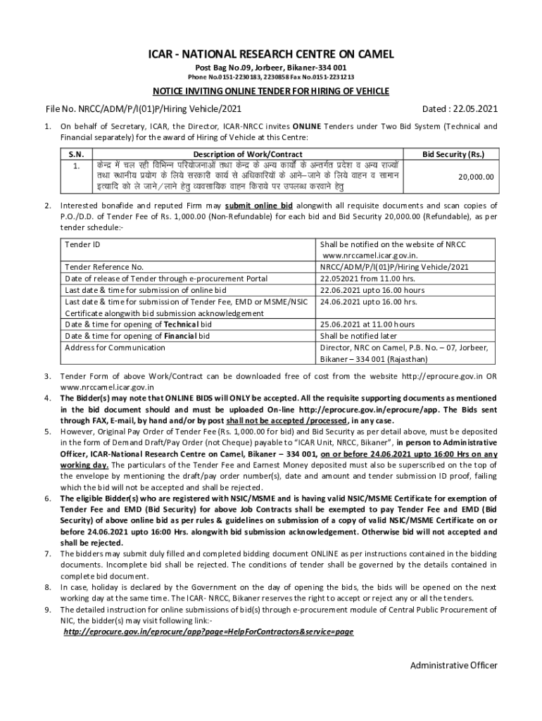 Fillable Online icar.gov.incontenticar-nrc-camel-bikanerICAR-NRC on ...