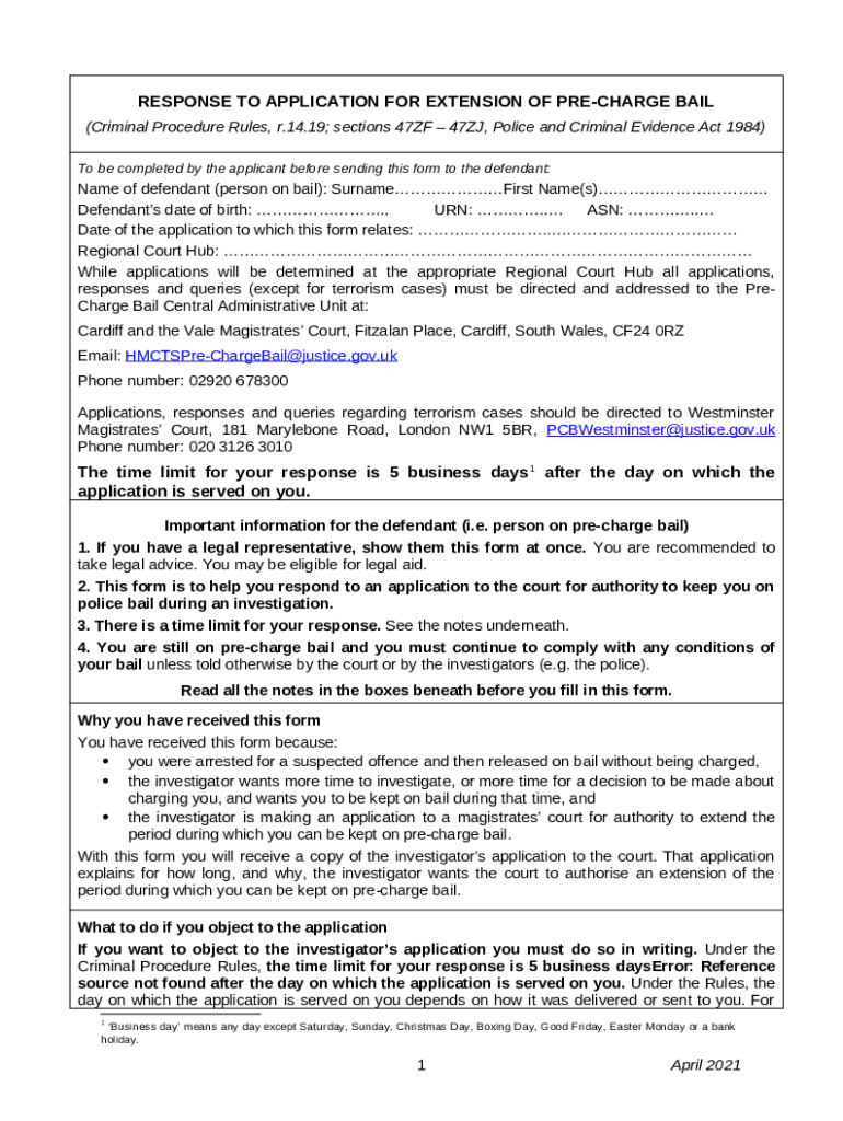 Response to application for extension of pre-charge bail ... Doc ...