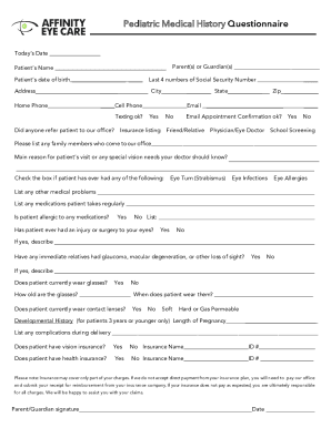 Fillable Online Pediatrics Medical History Questionnaire.docx Fax Email ...