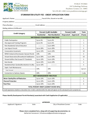 Fillable Online STORMWATER UTILITY FEE - CREDIT APPLICATION FORM Fax ...