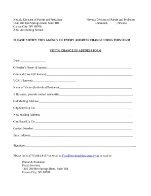 Nevada Division of Parole and Probation Doc Template | pdfFiller