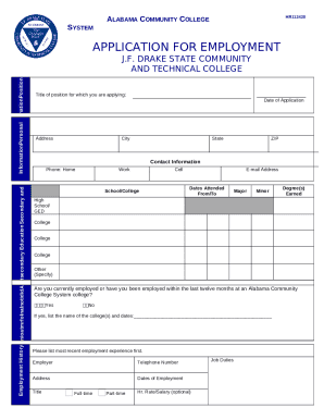 APPLICATION FOR EMPLOYMENT - Home Drake State Community and ... Doc ...