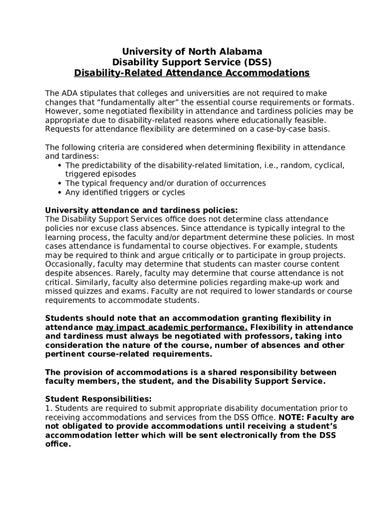 Documentation for modifications to attendance policies: - UNA Doc ...