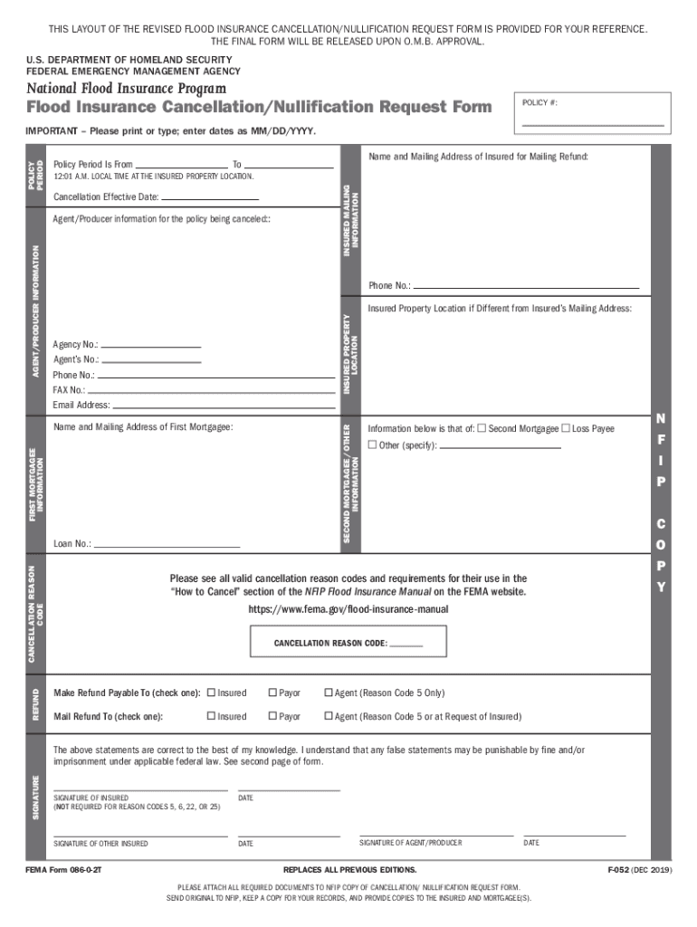 Fillable Online Flood Insurance Cancellation/Nullification Request Form ...