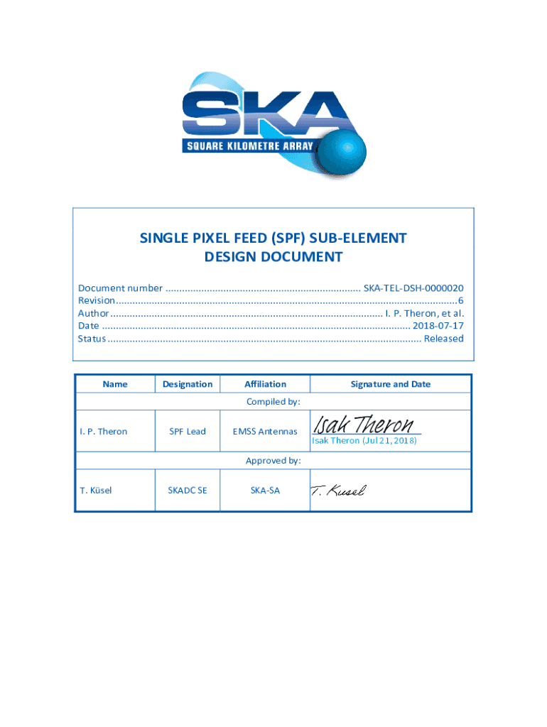 Fillable Online SKADC SPF Sub-element Design Document - SKA Science ... Fax Email Print - pdfFiller