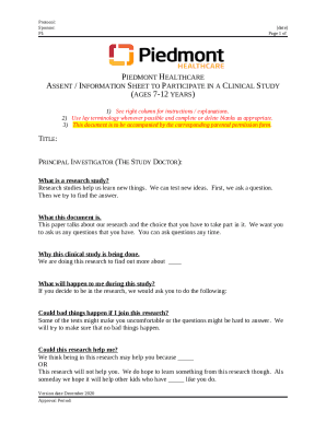 Consent and Assent TemplatesHuman Research ... Doc Template | pdfFiller