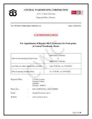 Fillable Online CENTRAL WAREHOUSING CORPORATION ( A Govt of India ...