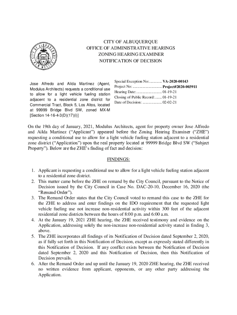 Fillable Online documents.cabq.gov planning zoning-hearingZONING HEARING EXAMINER'S AGENDA ...