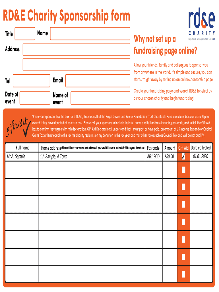 Fillable Online 8+ Charity Sponsorship Form Templates in PDFDOCFree9 ...