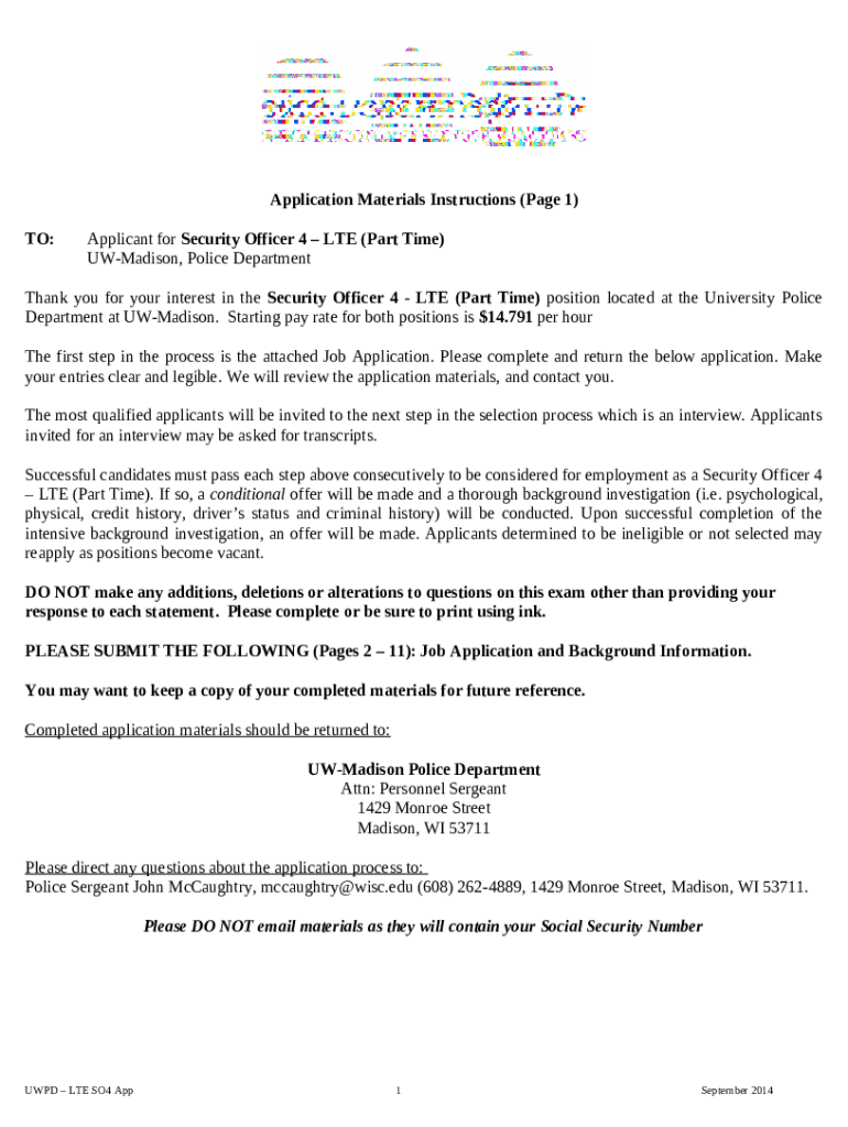Letter of Instructions to Applicants for the Position of ... - uwpd ...