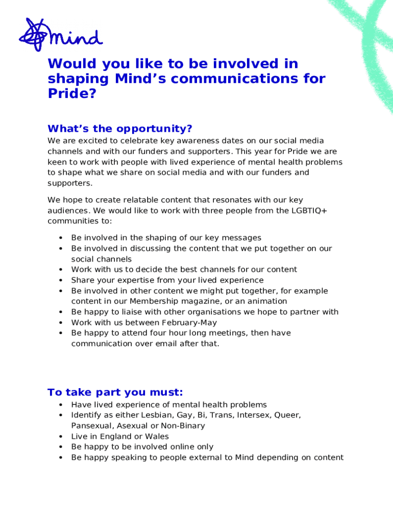 Would you like to be involved in shaping Minds ... Doc Template | pdfFiller