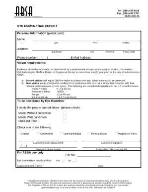 Illinois Eye Examination Report - Orland Park Eye Doctor Doc Template ...