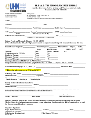 Fillable Online HEALTH Referral Form Fax Email Print - pdfFiller