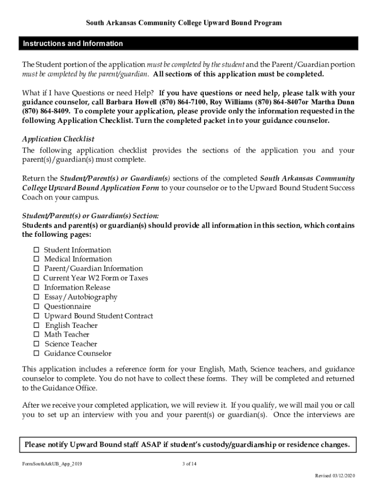 Fillable Online Fillable South Arkansas Community College Upward Bound ... Fax Email Print ...