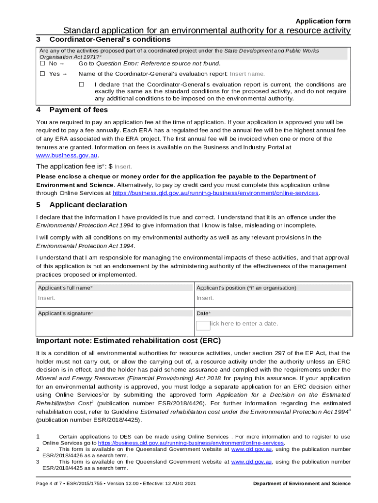 Standard application for a new environmental authority for a resource ...