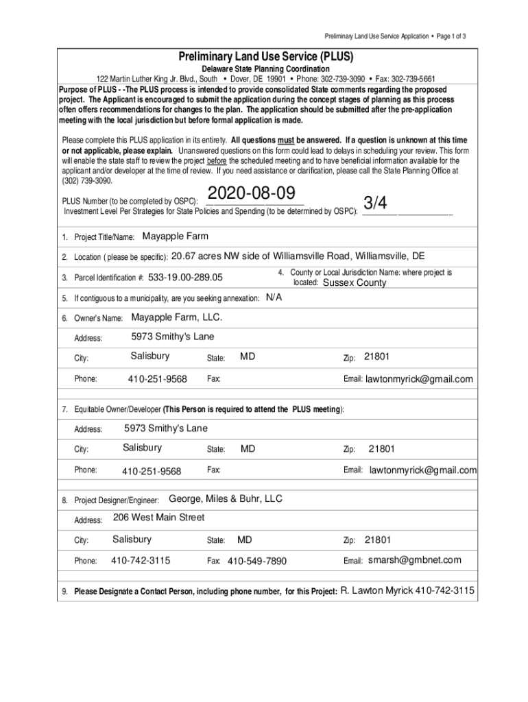 Fillable Online stateplanning delaware www.stateplanning.delaware ...
