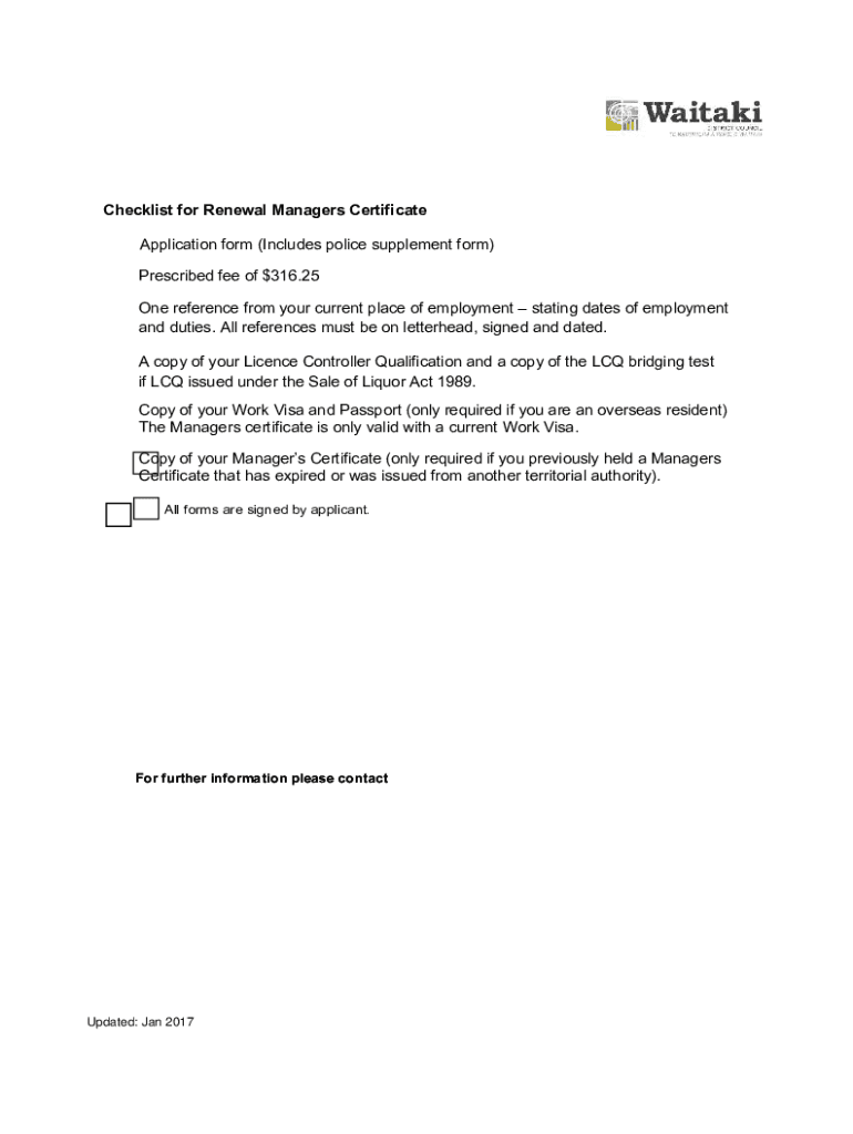 Fillable Online www.tcdc.govt.nzGlobalForms - Liquor LicencesManager's ...