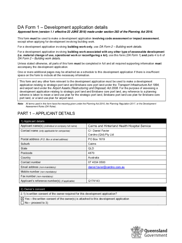 Fillable Online douglas.qld.gov.au download planning-servicesDA Form 1 ...