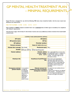Fillable Online RACGP Mental Health Treatment Plan Template Fax Email ...
