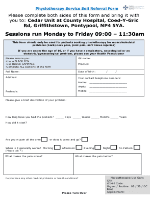 Fillable Online www.coursehero.comfile111308844SELF REFERRAL Jan 12.doc - PHYSIOTHERAPY SELF ...