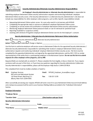 Fillable Online Retirement Online Security Administrator Authorization ...