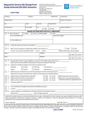 Fillable Online 831488 Cigna Request for Service Life Change Form ...