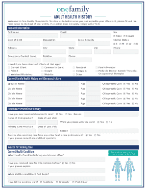 Fillable Online OFC Adult Health History-V1.4.4-Size 8.5x11 inch Fax ...