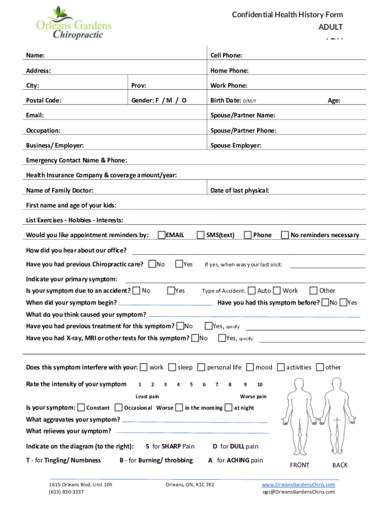Fillable Online CONFIDENTIAL PATIENT HEALTH HISTORY FORM Name: Address ... Fax Email Print ...