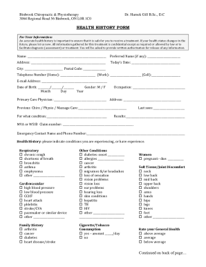 Fillable Online Patient Intake/History Form - Georgetown Chiropractor ...