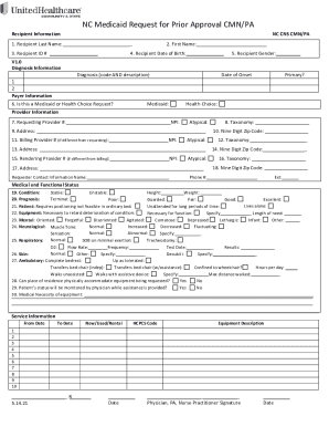 Fillable Online Fillable Nc Dma Request For Prior Approval Cmn/pa Form ...