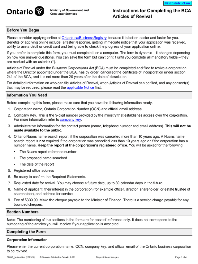 Fillable Online Form: Initial Return / Notice of Change ... - Ontario ...