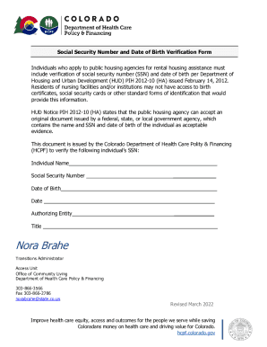 Fillable Online Social Security Number and Date of Birth Verification ...