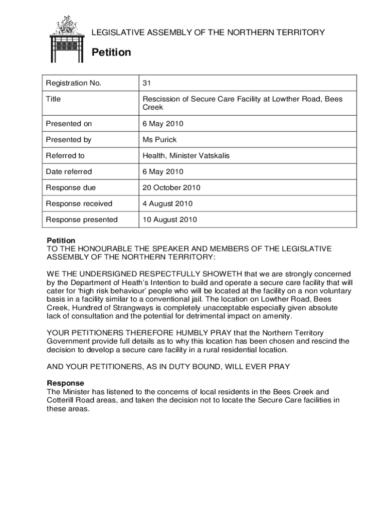 Fillable Online parliament nt gov Written Question Template Fax Email ...