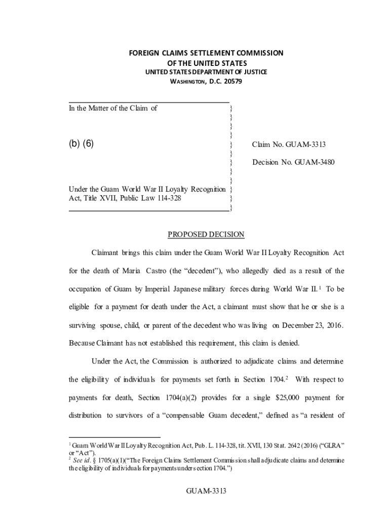 Fillable Online 4101. Foreign Claims Settlement Commission of the ...