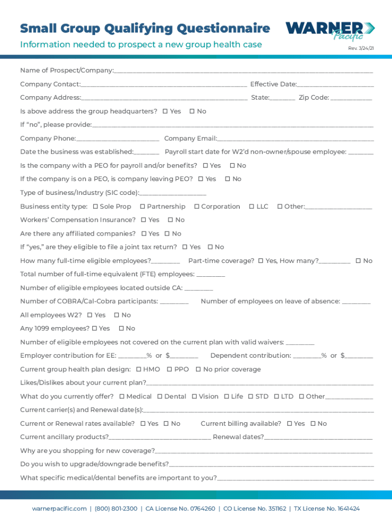 Fillable Online Qualifying questions for a new prospectBenefitsPRO Fax Email Print - pdfFiller