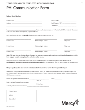 Fillable Online www.mercy.netenpdfPHI Communication Form - Mercy Fax ...