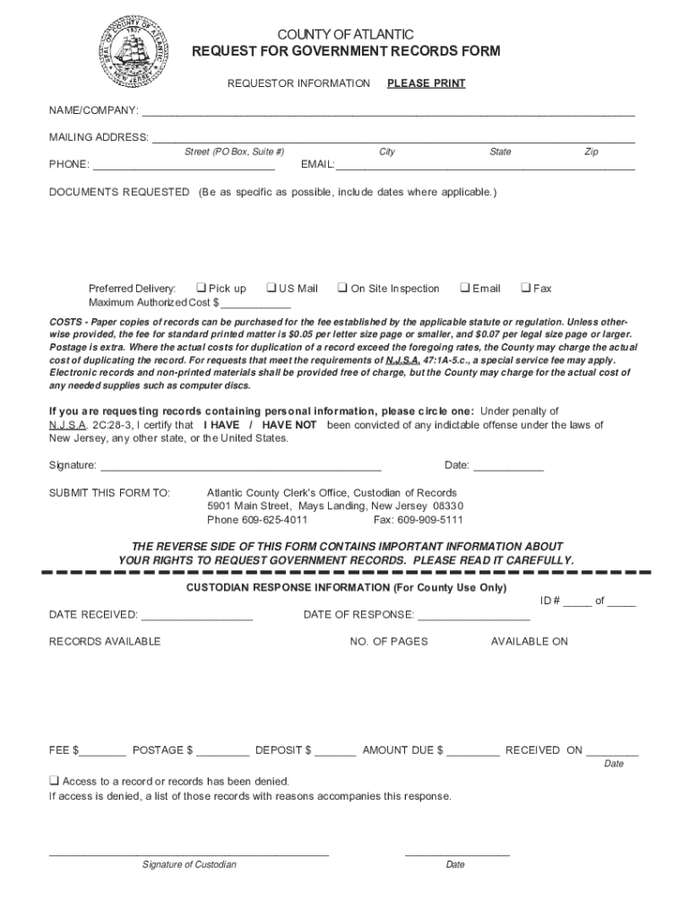 Fillable Online OPRA Request Information 7-18-11.pdf Fax Email Print ...