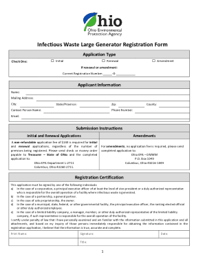 Fillable Online Infectious Waste Large Generator Registration Form Fax ...