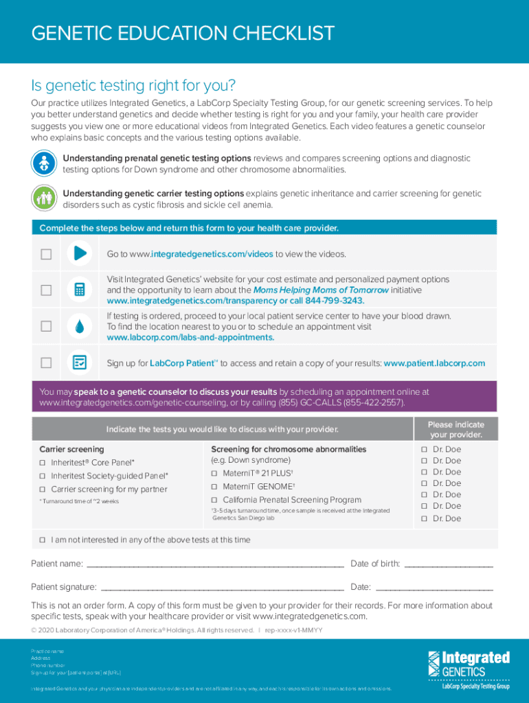 Fillable Online Genetic TestingCDCIs genetic testing right for you?NIH ...