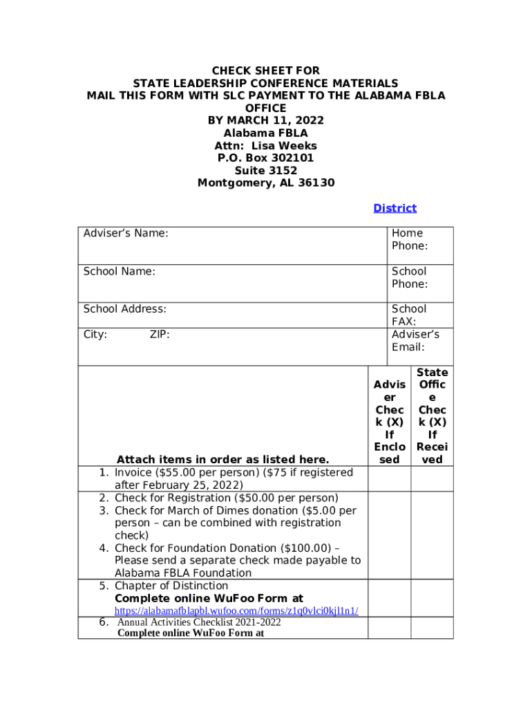 SLC: State Leadership Conference - Alabama HOSA Doc Template | pdfFiller