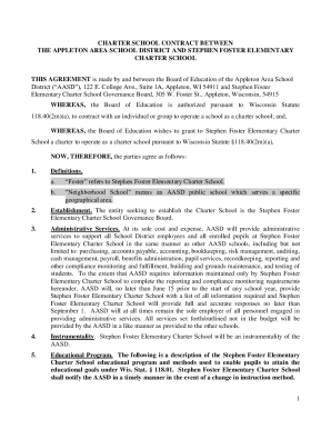Fillable Online foster aasd k12 wi CHARTER SCHOOL CONTRACT BETWEEN THE ...
